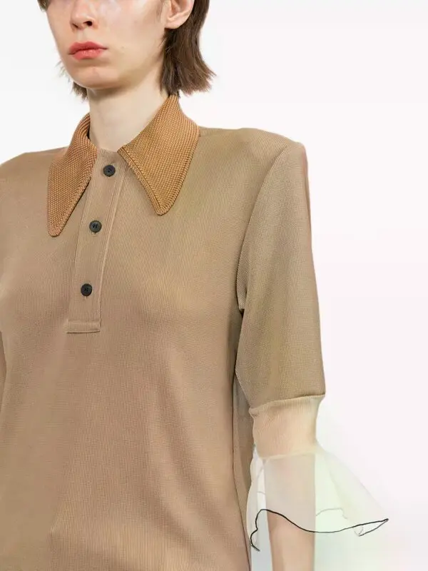 Toga Ruffle-cuff Polo Top