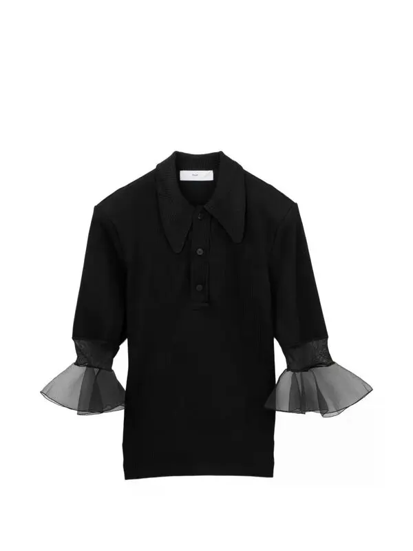 Toga Tulle-trim Polo Shirt - Black