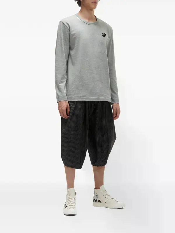 Play Comme Des Garcon Heart Print Long Sleeve T-shirt - Grey