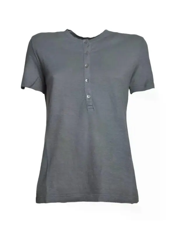 SOLOTRE Button-placket Short-sleeve T-shirt - Grey