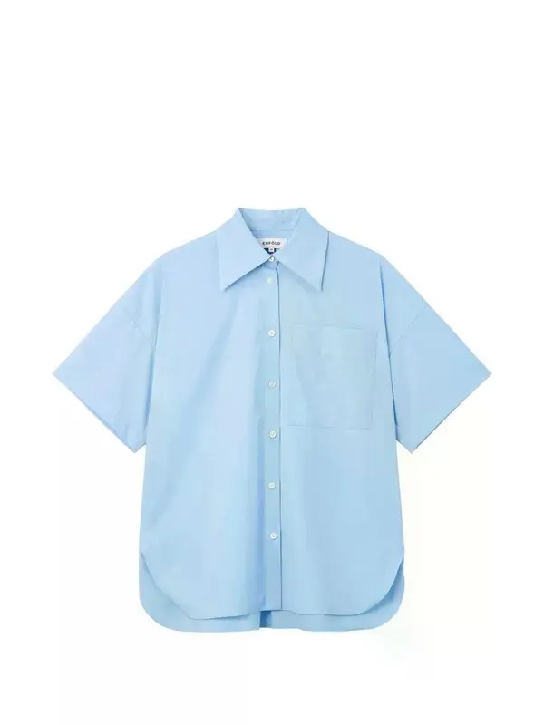 ENFOLD Short-sleeved Box-pleat Shirt - Blue