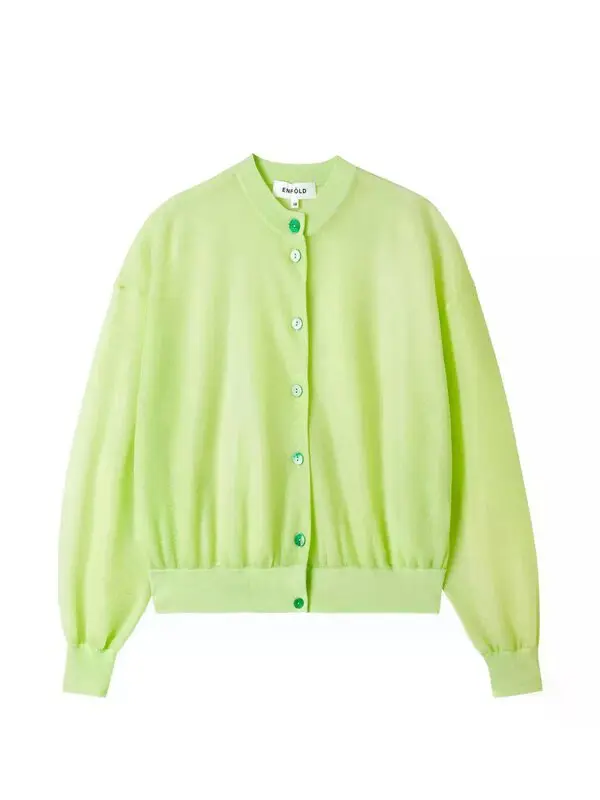 ENFOLD Button-up Drop-shoulder Cardigan - Green