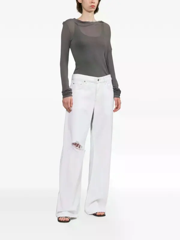 Helmut Lang Twisted Long-sleeve Sheer Top - Grey