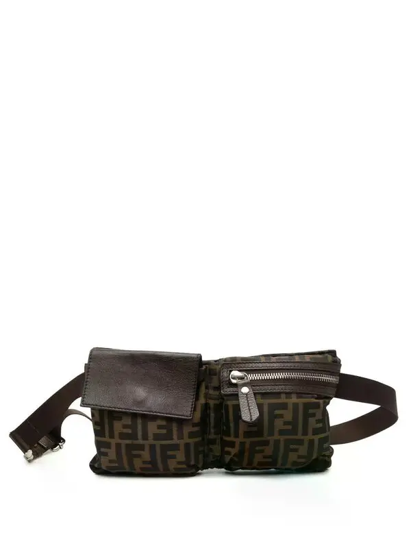 Fendi 2010-2026 Zucca Canvas Double Pocket Belt Bag - Brown