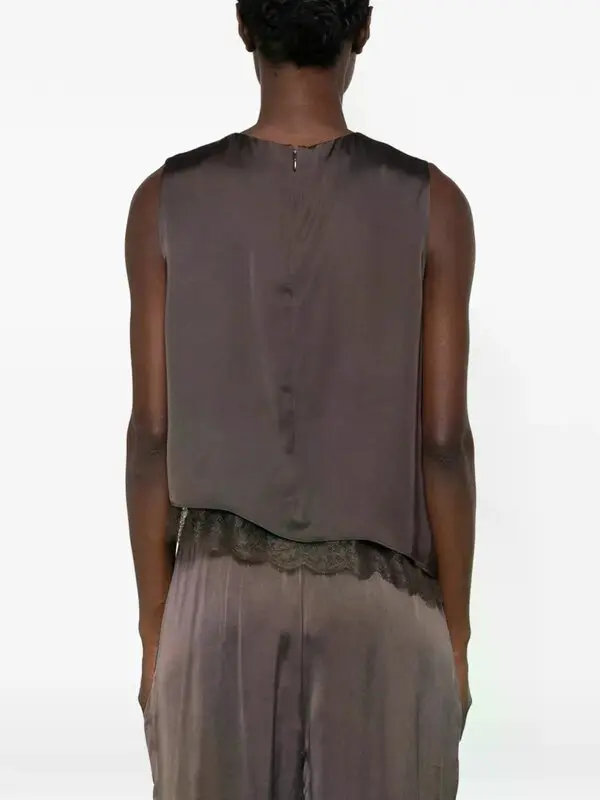 Vince Lace Trim Sleeveless Blouse