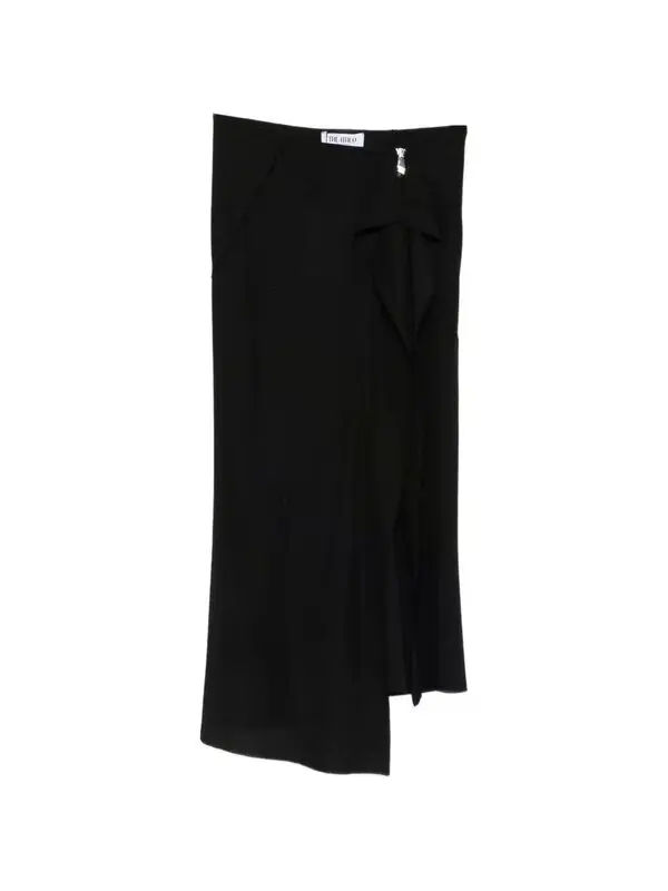 Attico Ruffled Asymmetric Midi Skirt - Black