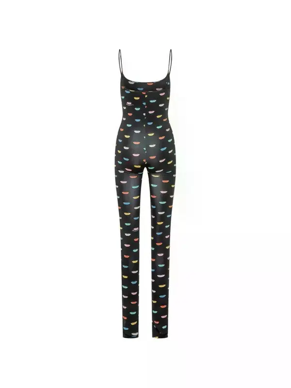 Fiorucci Lips Print Spaghetti Strap Jumpsuit