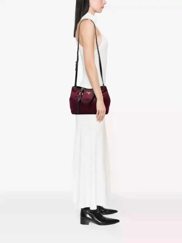 Prada Soft Calf Trimmed Tessuto Satchel