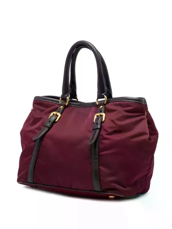 Prada Soft Calf Trimmed Tessuto Satchel