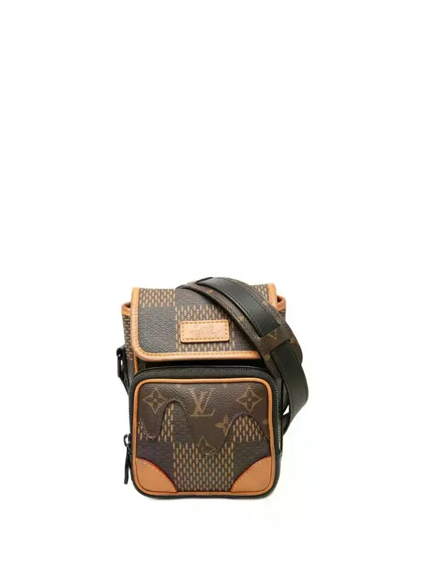 LOUIS VUITTON 2020 Nigo Giant Damier Ebene Monogram Nano Amazone Crossbody Bag - Brown