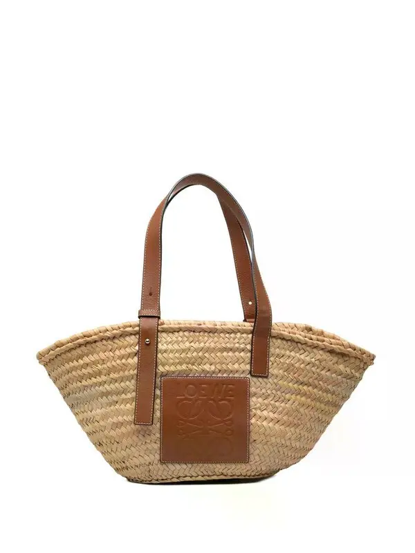 Loewe 2020 Medium Raffia Anagram Basket Tote Bag - Brown