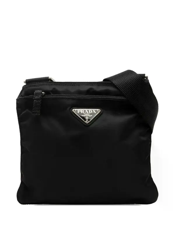 Prada 2000-2013 Tessuto Zip Top Crossbody Bag - Black