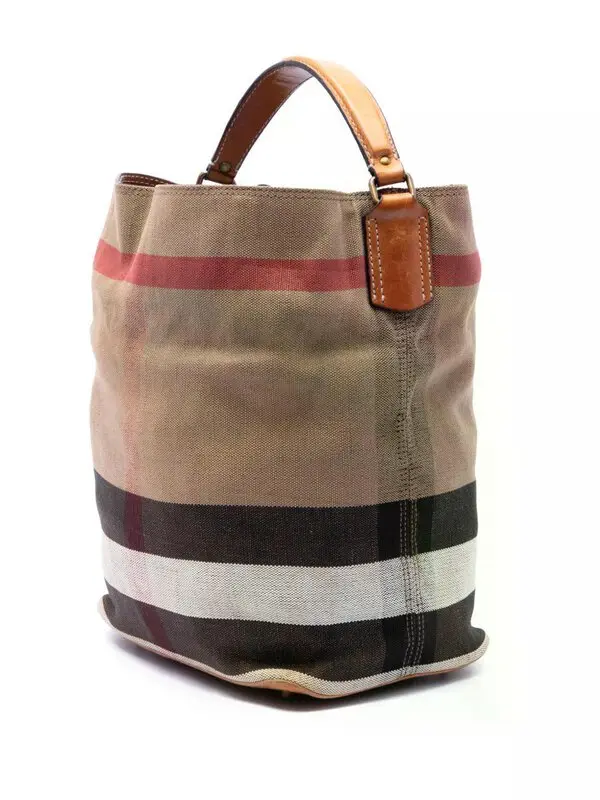Burberry Mega Check Canvas Ashby Bucket Bag Satchel