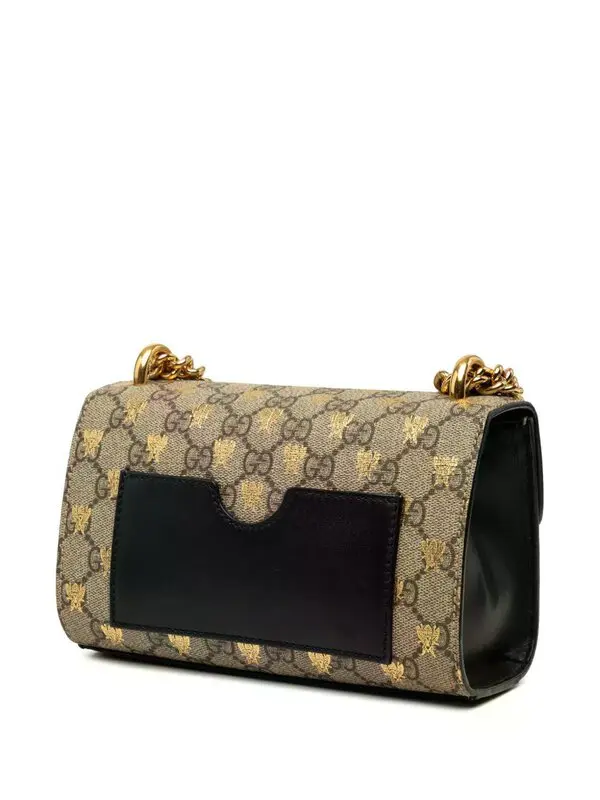 Gucci Small Gg Supreme Bee Padlock Crossbody Bag