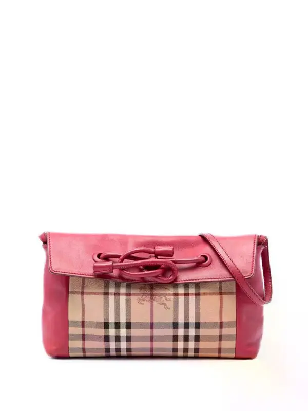 Burberry 2000-2017 Haymarket Check Coated Canvas Leah Crossbody Bag - Red