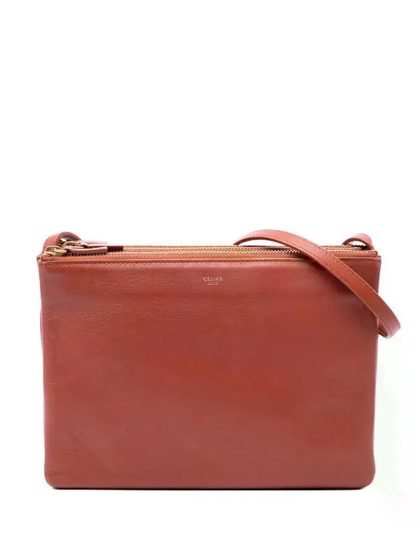 Celine 2000-2026 Large Lambskin Trio Crossbody Bag - Red
