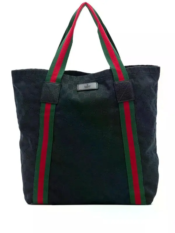 Gucci 2016-2026 Gg Canvas Web Tote Bag - Black