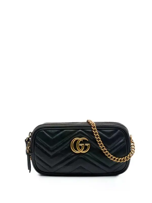 Gucci 2016-2026 Mini Gg Marmont Matelasse Leather Triple Zip Crossbody Bag - Black