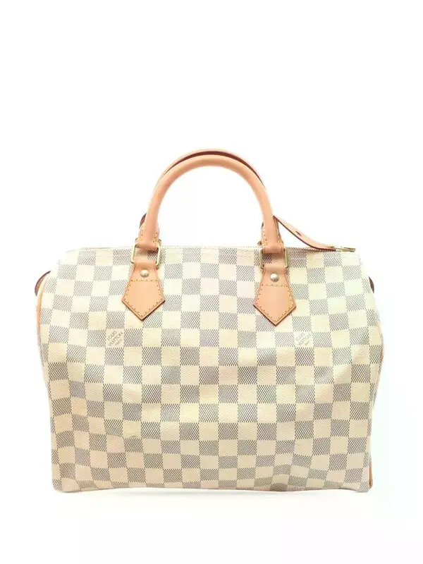 LOUIS VUITTON Damier Azur Speedy 30 Boston Bag - White
