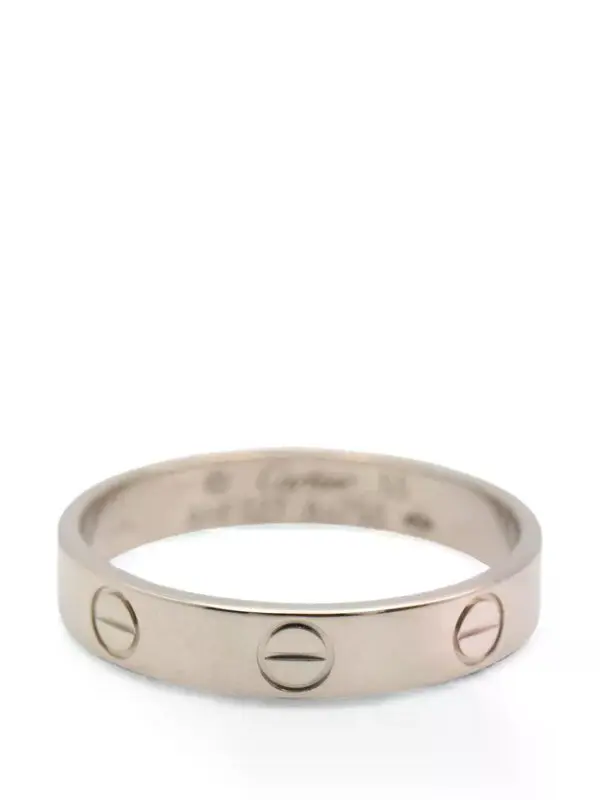 Cartier 18k White Gold Engraved Screw Motif Ring - Silver