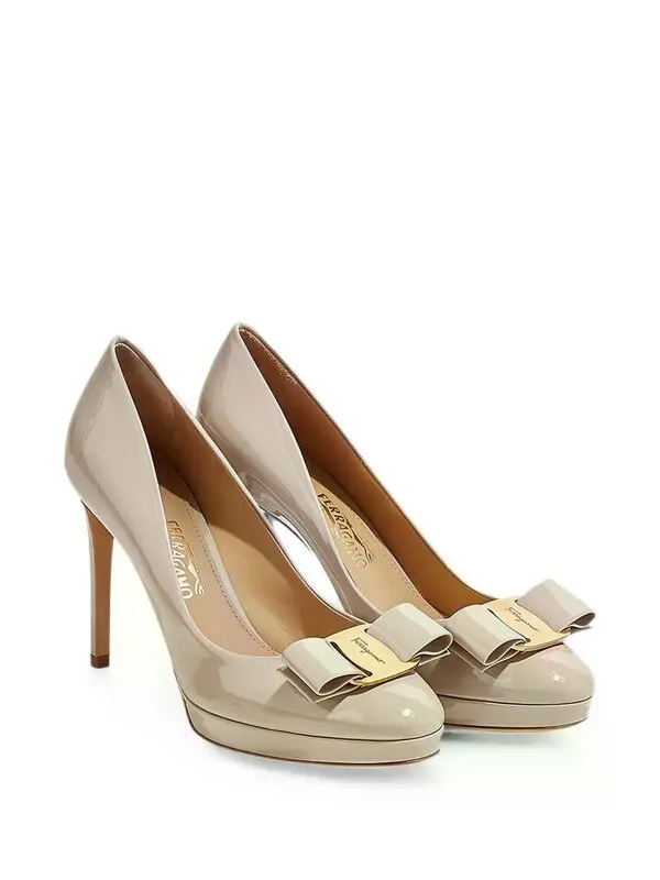 FERRAGAMO Vara Bow Patent Leather Pumps - Neutrals