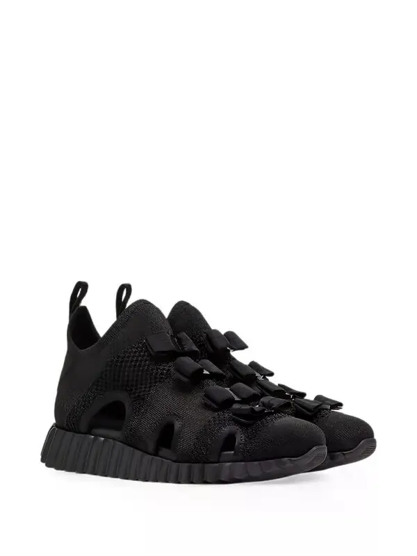FERRAGAMO Bow-embellished Cut-out Sneakers - Black