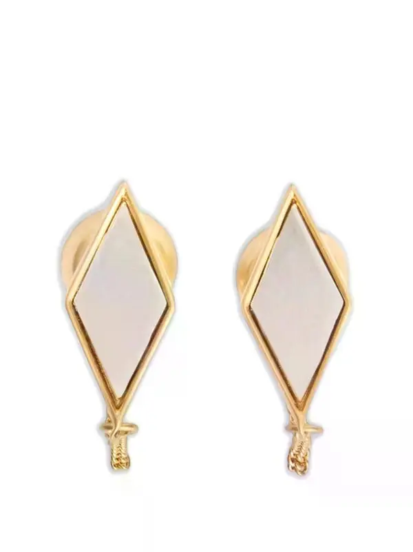 JIL SANDER Argyle-pattern Chain-detail Earrings - Gold
