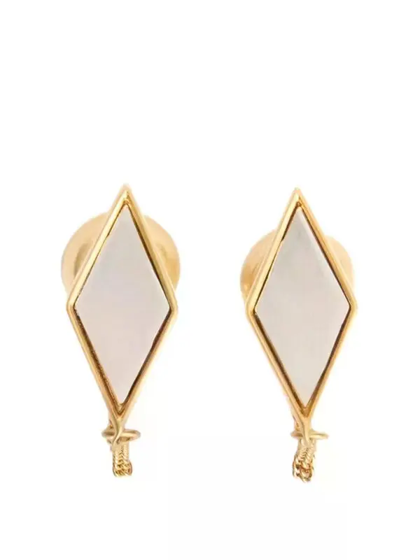 JIL SANDER Argyle Pattern Chain Detail Earrings - Gold