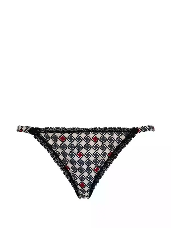 LAURA URBINATI Geometric-print Lace-trim Briefs - Neutrals