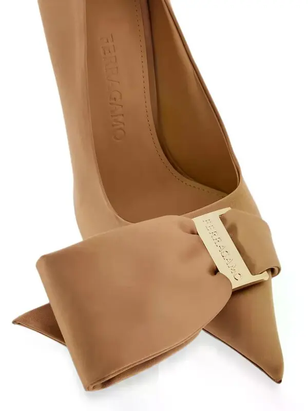 FERRAGAMO Bow-detail Pointed-toe Pumps - Neutrals