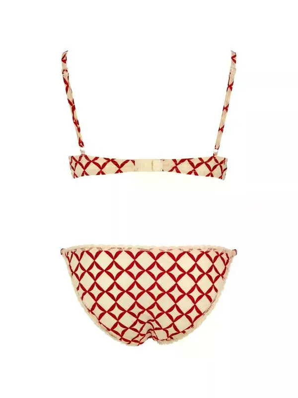 LAURA URBINATI Geometric-print Lace-trim Bra