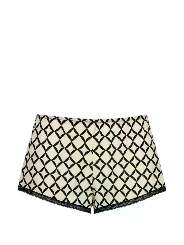 LAURA URBINATI Geometric-print Lace-trim Culottes - Neutrals