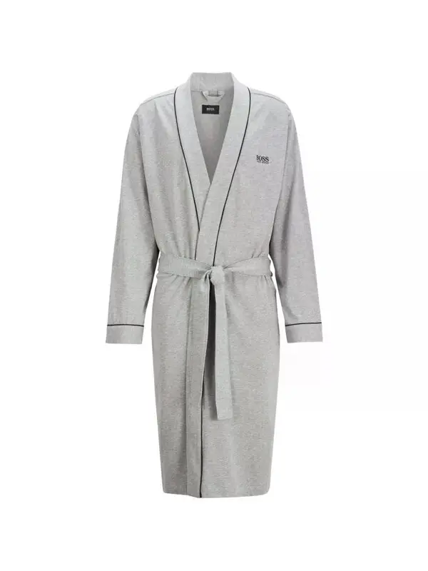 Hugo Piping-detail Belted Dressing Gown - Grey