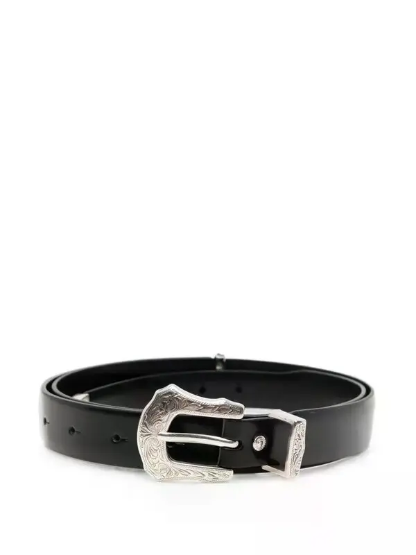 Toga Engraved-buckle Leather Belt - Black