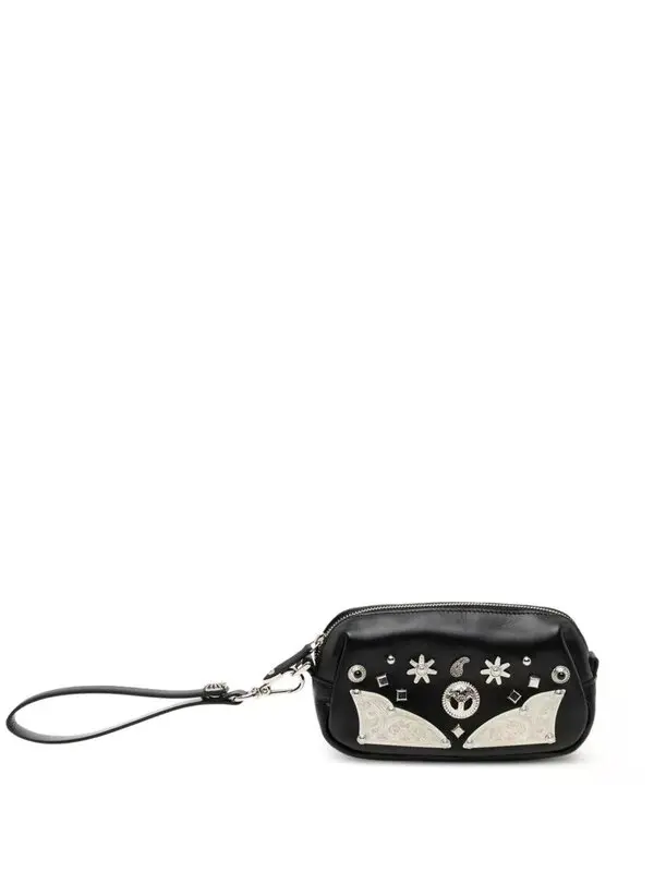 Toga Stud-embellished Leather Wallet - Black