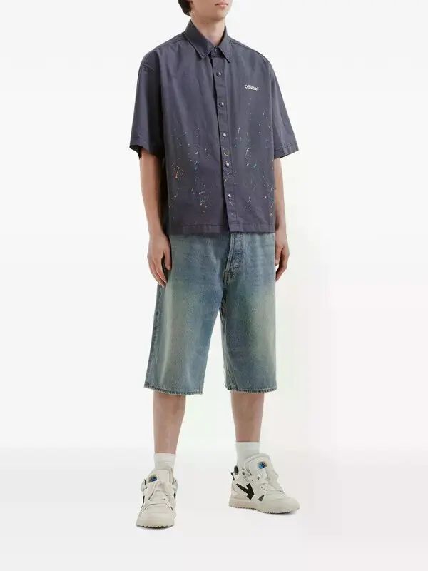 Off-White Diagonals-print Denim Shorts