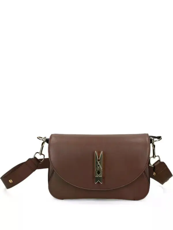 Moschino Clothespin-plaque Shoulder Bag - Brown