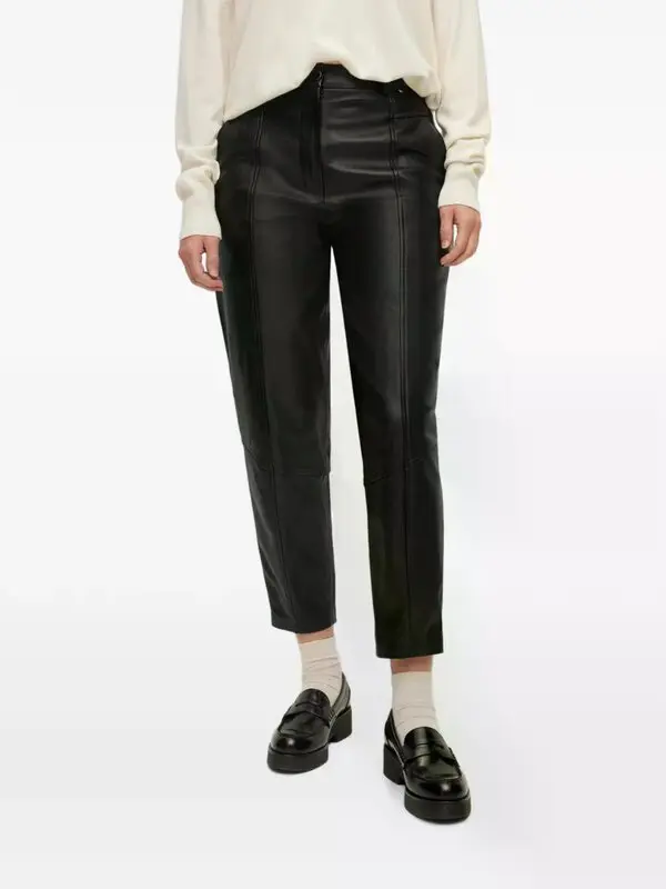 BOSS Seam-detail Leather Trousers