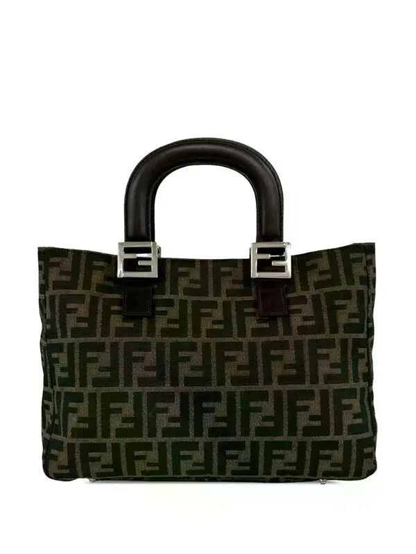 Fendi 2000-2010 Small Zucca Canvas Twins Tote Bag - Brown