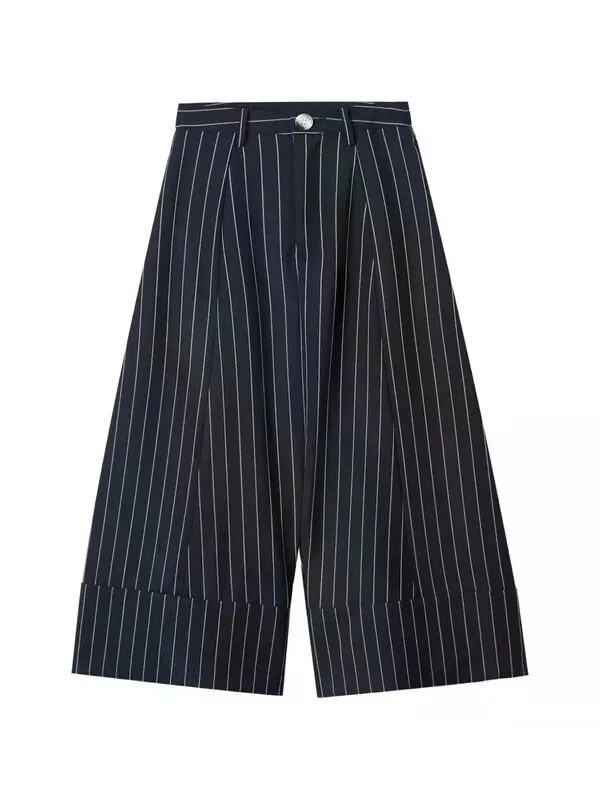 ENFOLD Pinstripe-pattern Cuffed Trousers - Blue