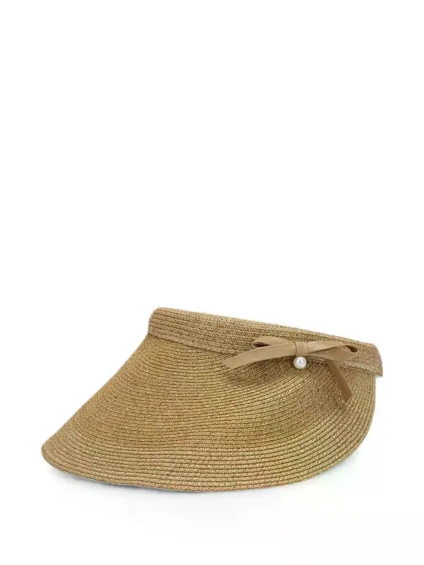 CA4LA Visor Hat With Bow Detail And Faux-pearl Embellishment