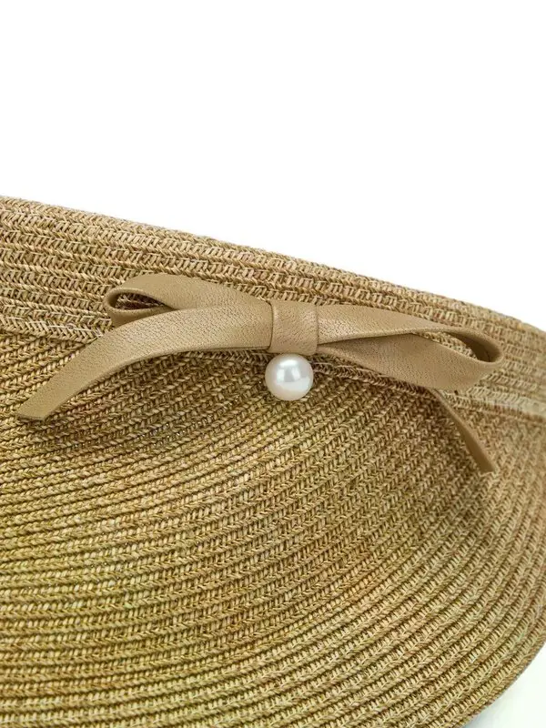 CA4LA Visor Hat With Bow Detail And Faux-pearl Embellishment