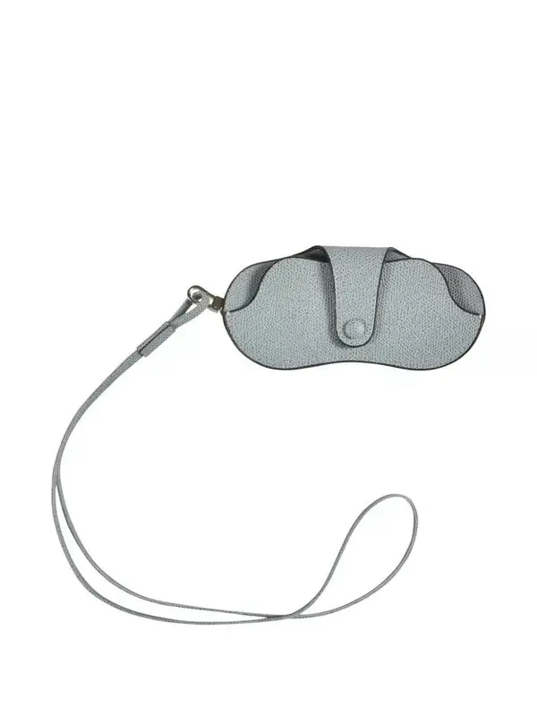 VALEXTRA Leather Strap Eyewear Case Travel Accessory - Grey