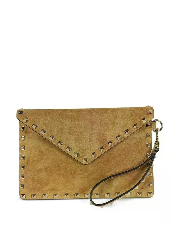 Valentino Garavani Rockstud Suede Clutch - Neutrals