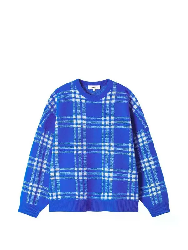 ENFOLD Check-pattern Intarsia-knit Sweater