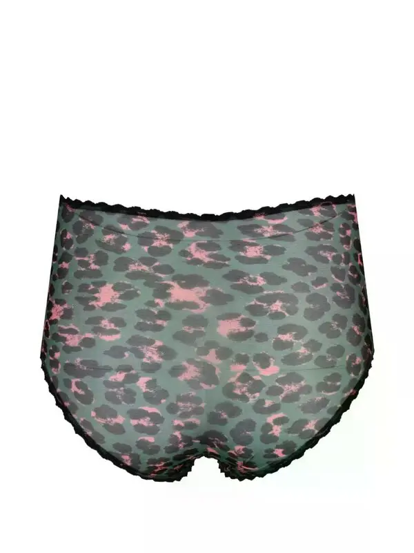 LAURA URBINATI Leopard-print Lace-trim Briefs