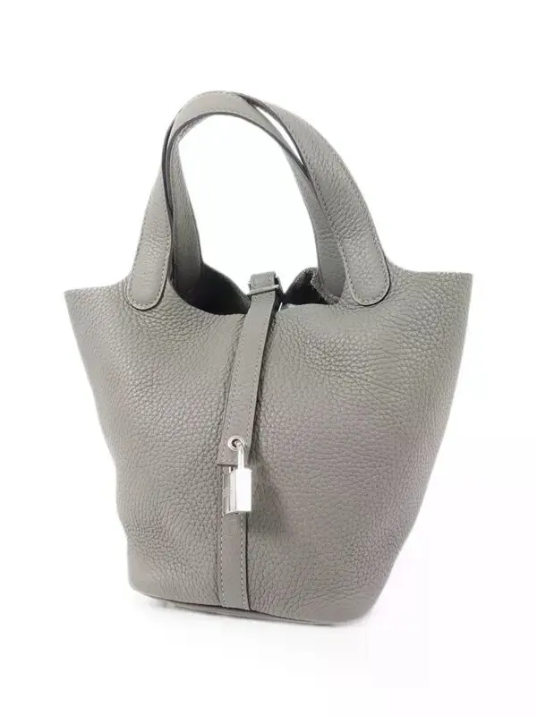 Hermès 2022 Picotin Leather Tote Bag - Grey
