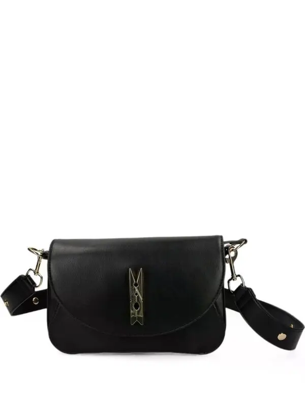 Moschino Clothespin-plaque Shoulder Bag - Black