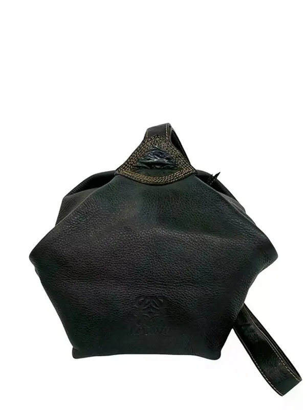 Loewe 1990-2000 Leather Anagram Shoulder Bag - Black