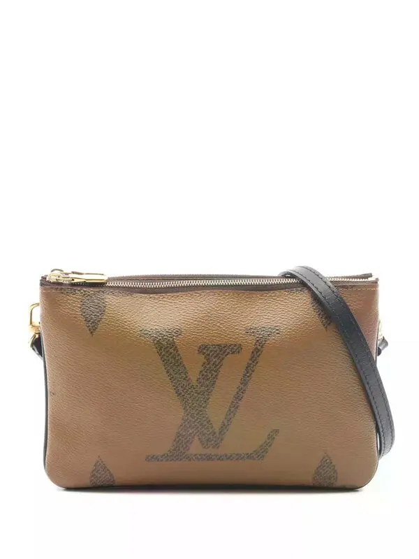 LOUIS VUITTON Monogram Giant Reverse Double Zip Pochette Crossbody Bag